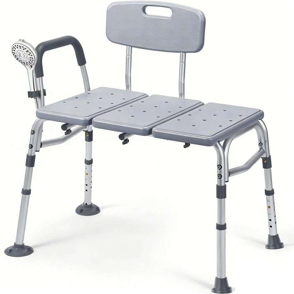 Wudkey Freestanding Tub Transfer Bench for Bathtub in Gray, Height ...