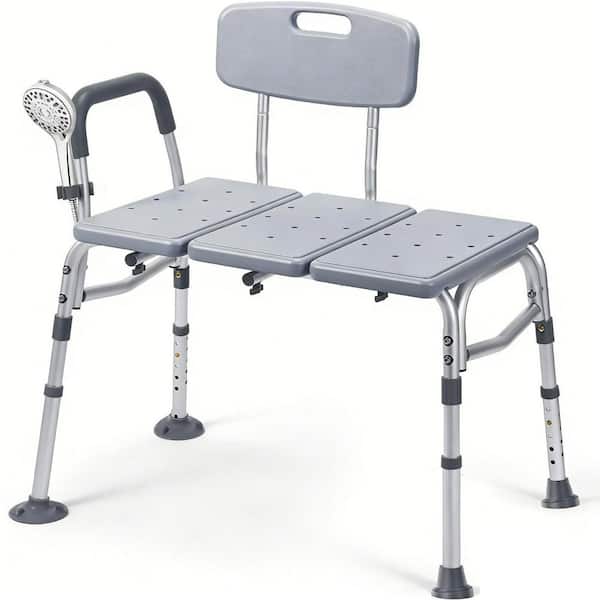 Wudkey Freestanding Tub Transfer Bench for Bathtub in Gray, Height ...