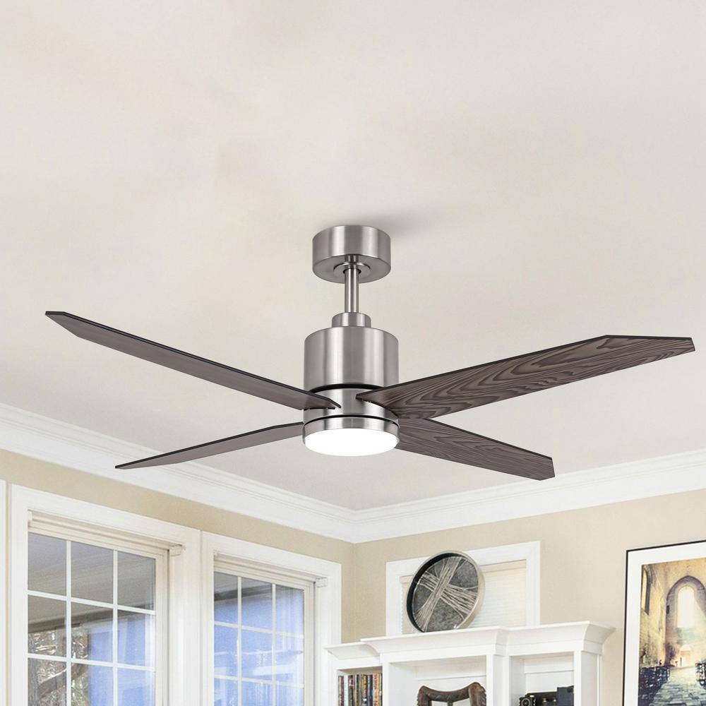 IHOMEadore Modern 52 in. Indoor Integrated CCT LED Sand Nickel Ceiling ...