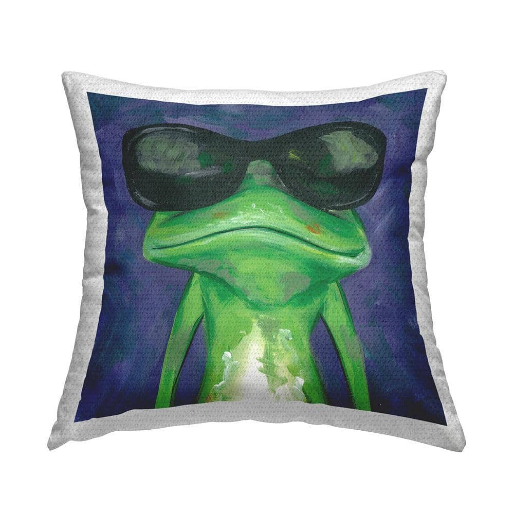 Stupell Industries Funny Frog with Sunglasses Green Square Outdoor ...