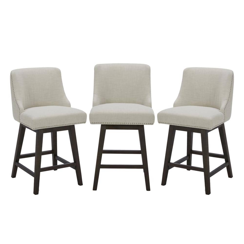 Spruce & Spring Martin 26 in. Linen High Back Solid Wood Frame Swivel ...