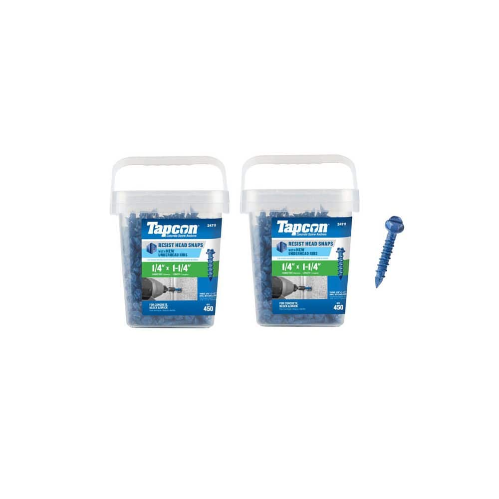 Tapcon 1/4 in. x 1-1/4 in. Hex-Washer-Head Concrete Anchors Combo Kit ...