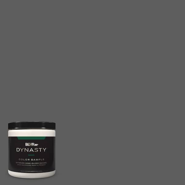 BEHR DYNASTY 8 oz. #N520-6 Asphalt Gray One-Coat Hide Semi-Gloss Enamel ...
