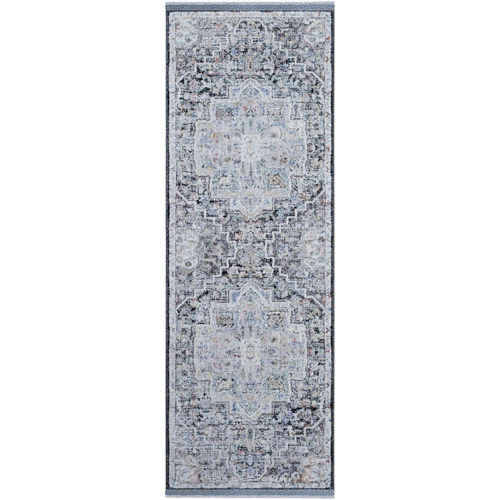 Livabliss Rivaldo Gray/Multi-color Medallion 3 ft. x 8 ft. Indoor ...