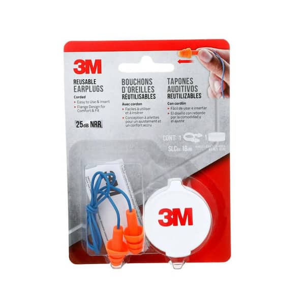 3M Reusable Corded Earplugs with Case (1 Pack) 90586H1-DC - The Home Depot