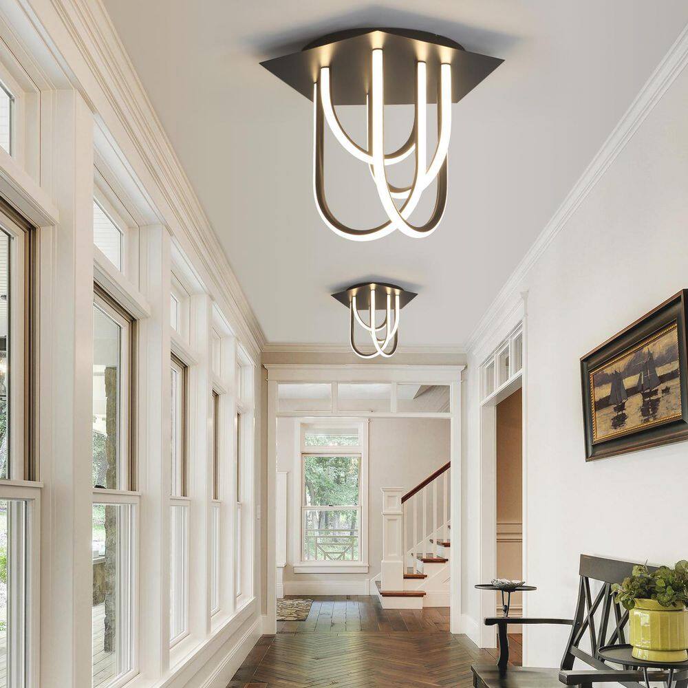 UMEILUCE 19.6 in. Modern Black Integrated LED Dimmable Flush Mount for ...