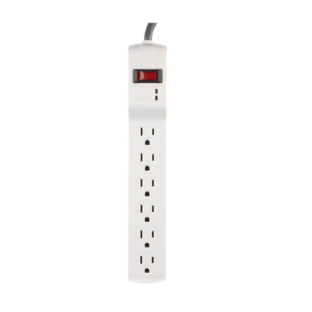 Defiant 8 ft. 6-Outlet Surge Protector with 850, 360 and 50K - White ...