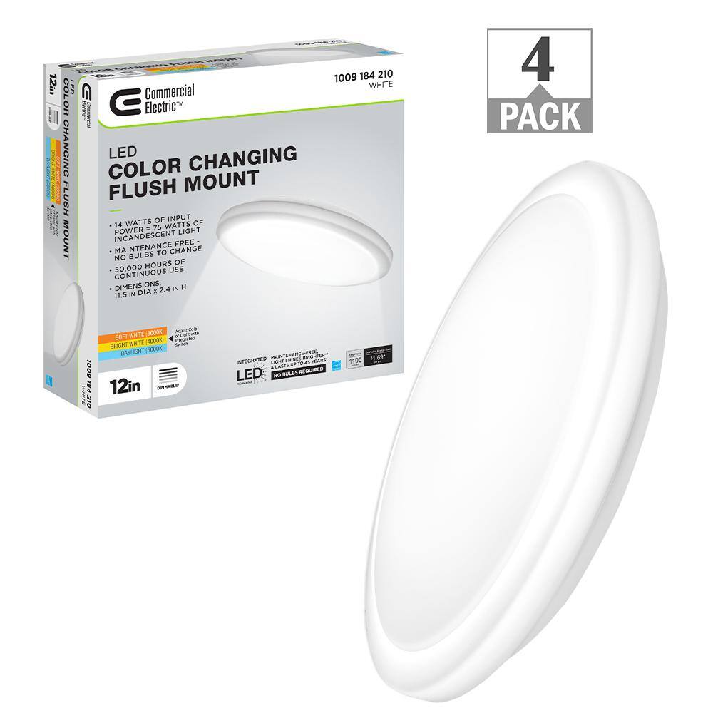 Commercial Electric 12 in. Round Low Profile LED Flush Mount Closet ...