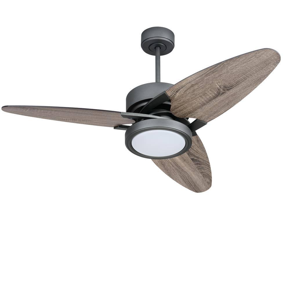 Modland Light Pro 52 in. LED Indoor Jet Black Smart Ceiling Fan with ...