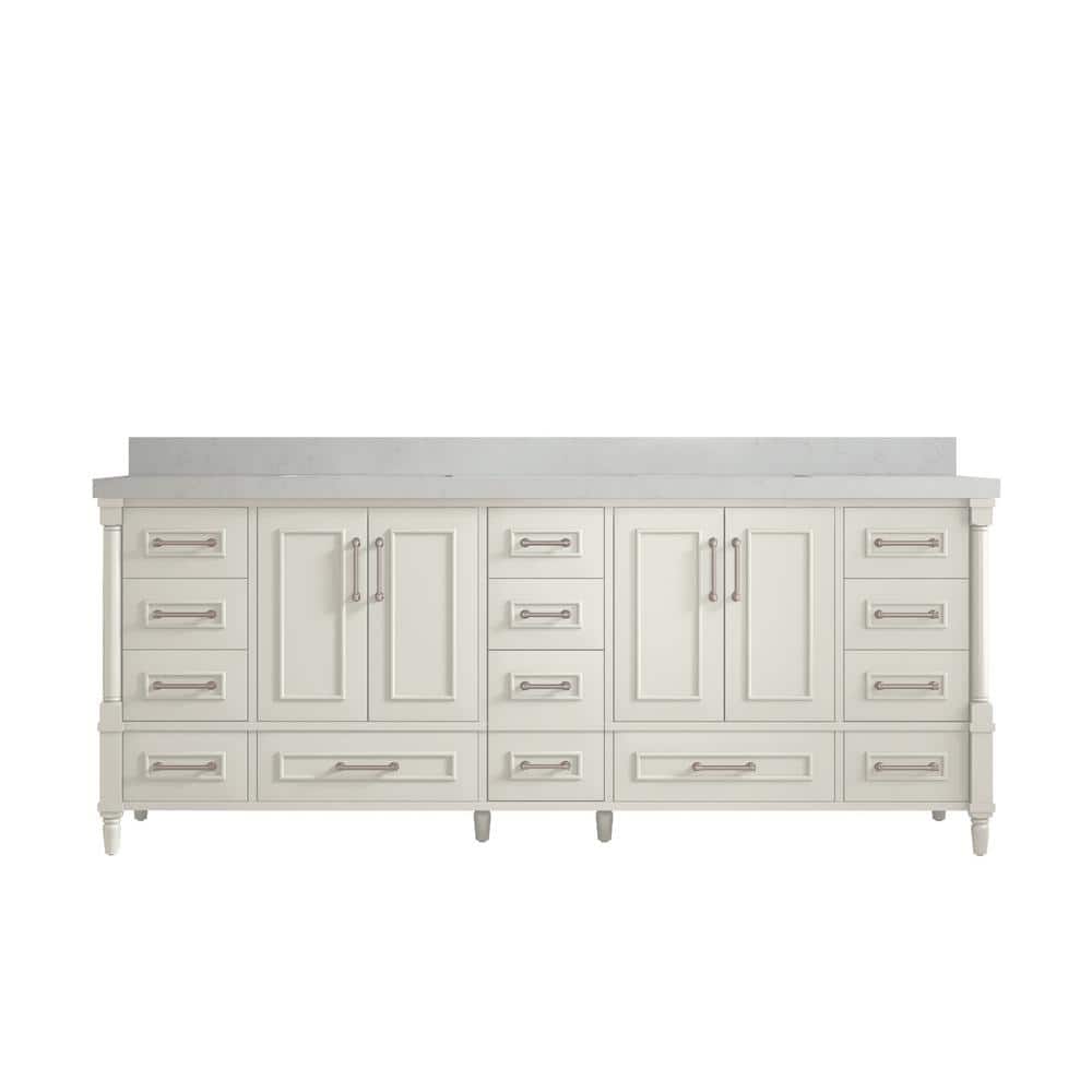 Willow Collections Hudson 84 in. Double Sink Freestanding Alabaster ...