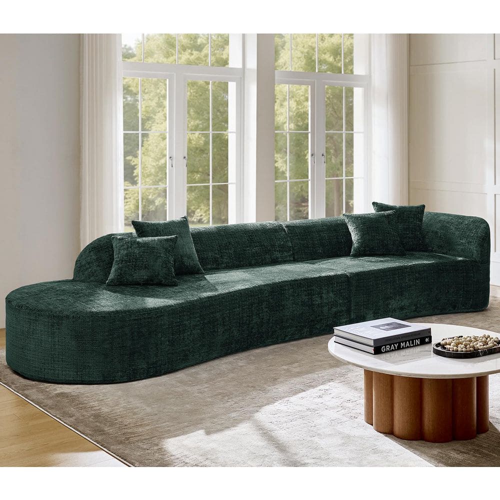 JAYDEN CREATION Mercedes 141 in. Armless Polyester Sectional Sofa in ...