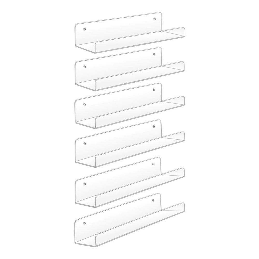 Angel Sar 15 in. Clear Wall Mounted Acrylic Floating Shelves, Picture ...