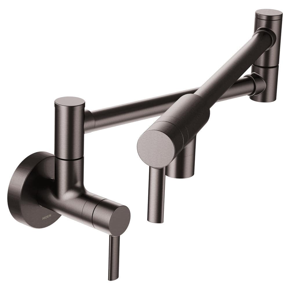 MOEN Modern Wall Mounted Swing Arm Pot Filler in Spot Resist Black ...