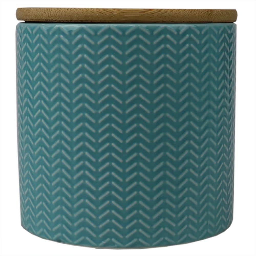 Home Basics Wave Medium Ceramic Canister, Turquoise HDC73667 - The Home ...