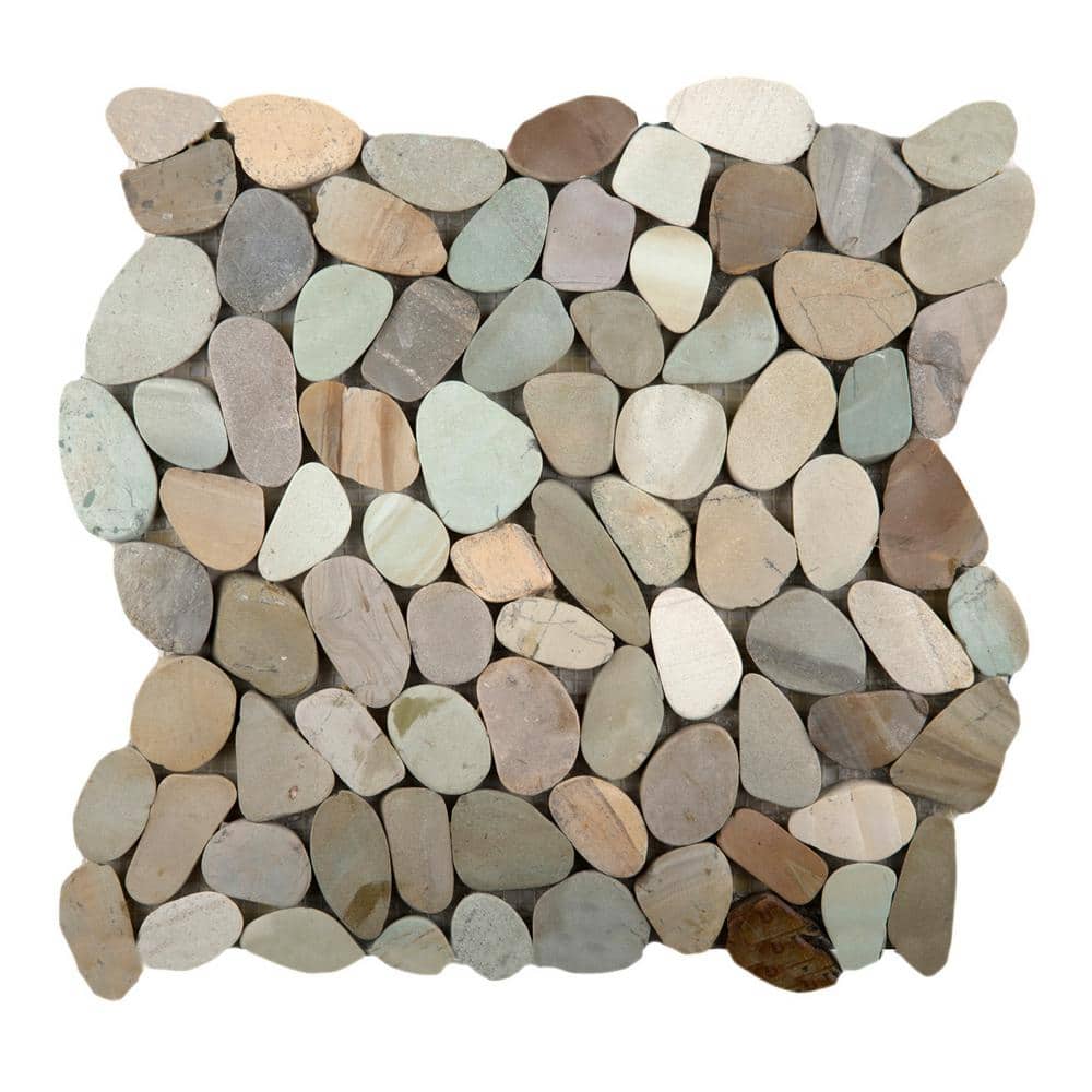 EMSER TILE Venetian Pebbles Pastel Honed 11.81 in. x 11.81 in. x 11 mm ...