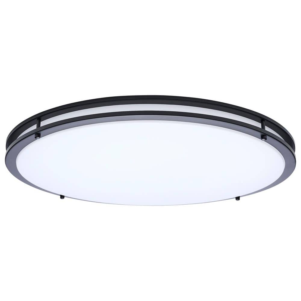 SATCO Glamour 24 in. 250-Watt Equivalent 1-Light Black Transitional ...