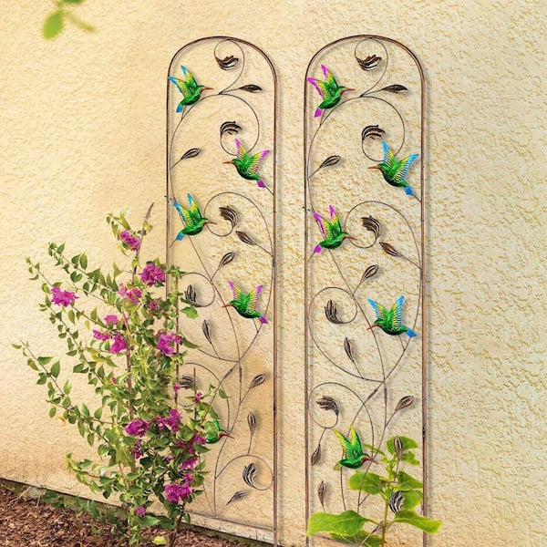 60 in. H (Set of 2) Hummingbird Metal Garden Trellis for Climbing ...
