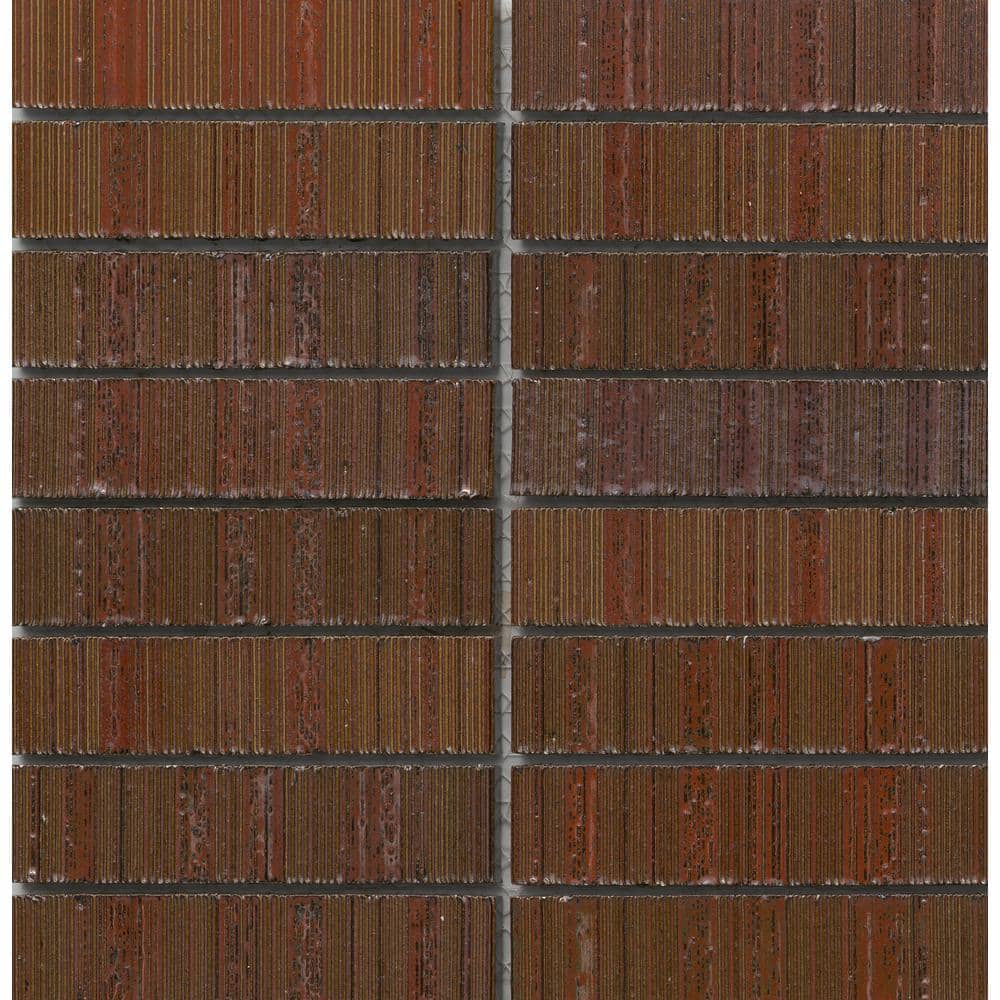 EMSER TILE Newtro Red 12 in. x 12 in. in. Glossy Ceramic Mosaic Wall ...