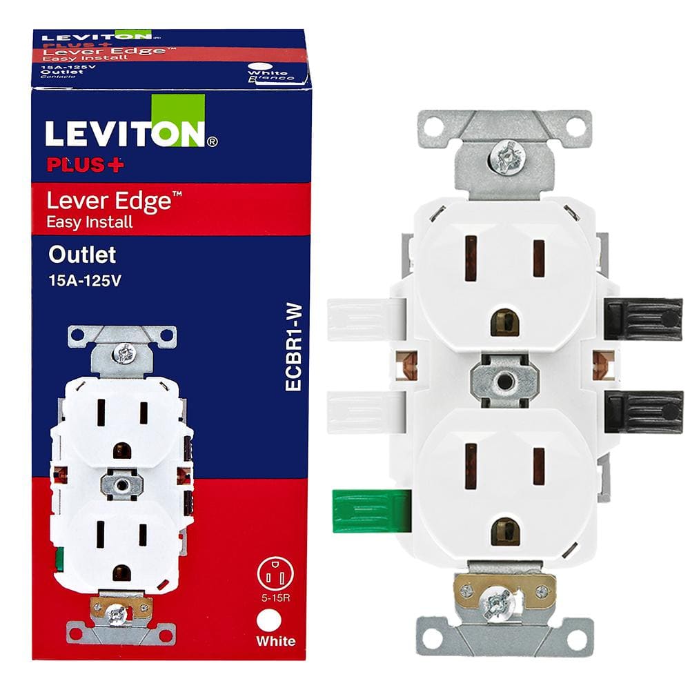 Leviton Lever Edge 15 Amp 125 Volt Duplex Outlet/Receptacle, Commercial ...