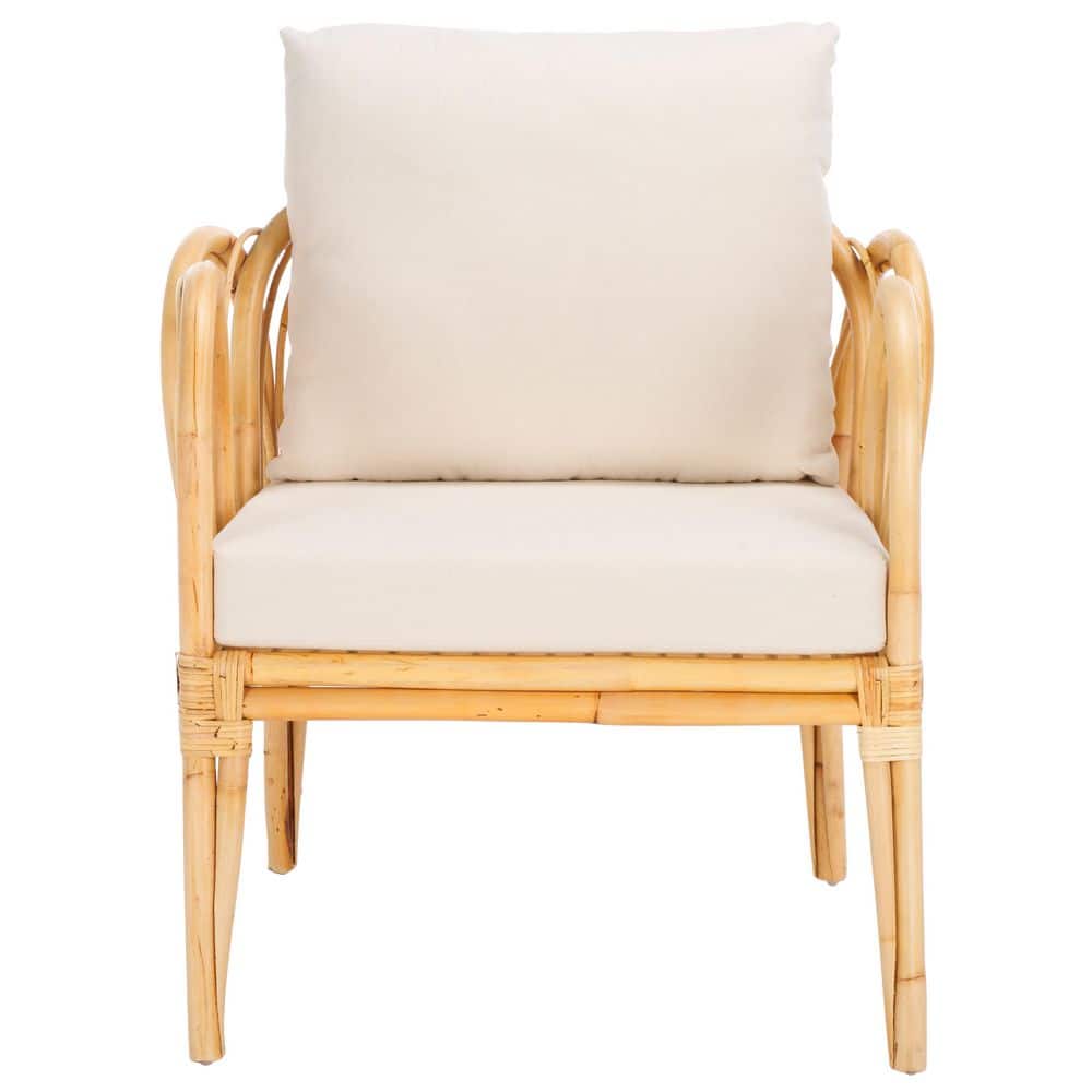 SAFAVIEH Coralie Natural Arm Chair with White Cushion ACH6525A - The ...
