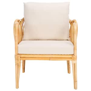 SAFAVIEH Aisling Natural Arm Chair with White Cushion ACH6530A - The ...