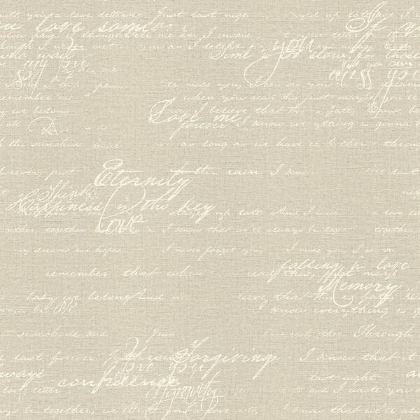 Advantage Nouvel Beige Script Paper Strippable Roll (Covers 56.4 sq. ft ...