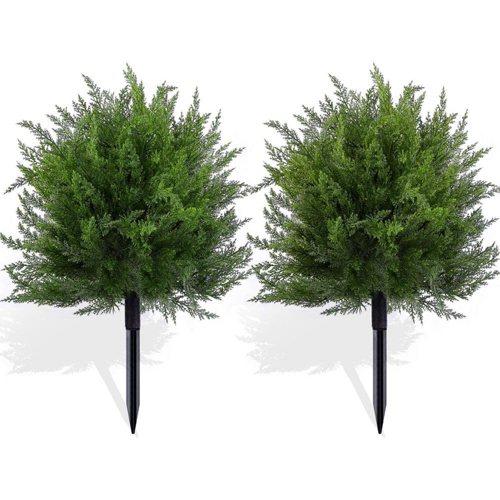 Augbeer Green 23.6 in. Artificial Topiary Trees with UV Resistant and ...
