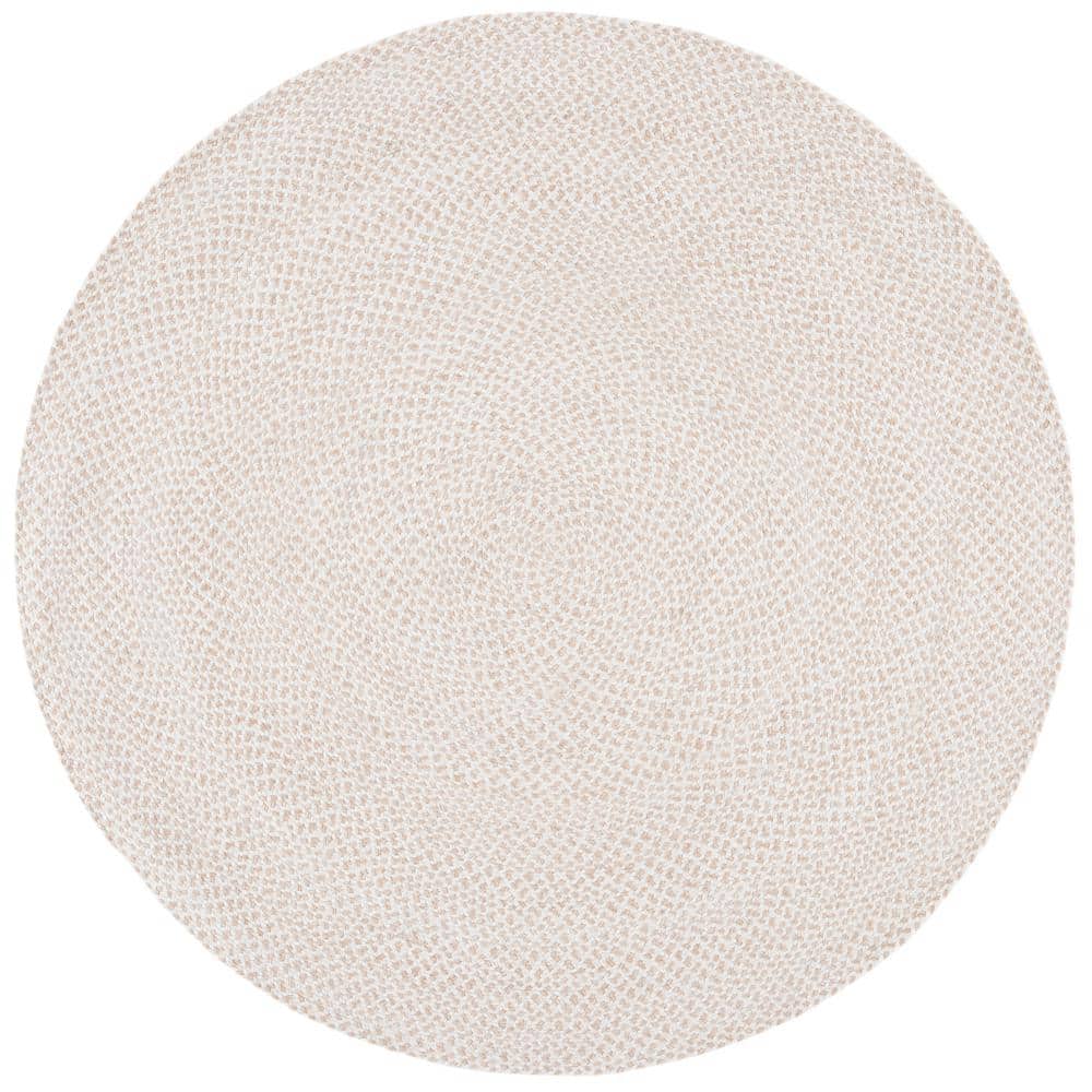 SAFAVIEH Braided Ivory/Beige 7 ft. x 7 ft. Round Solid Area Rug BRD801A ...