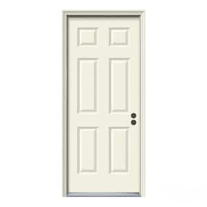 JELD-WEN 32 in. x 80 in. 6-Panel Primed Left-Hand/Inswing Steel Prehung ...