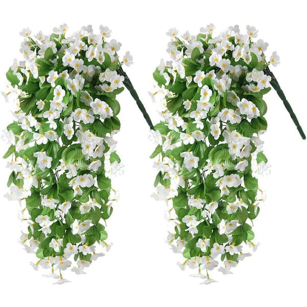 Reviews for 10 in. White Outdoor Artificial Violet Plastic Flower UV ...