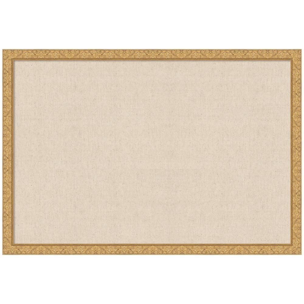 Kate and Laurel Lila 26 in. x 38 in. Gold Wood Framed Neutral Linen ...
