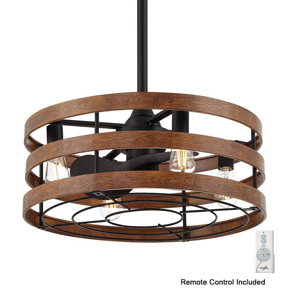 MINKA-AIRE Audrey 25 in. LED Indoor Coal and Distressed Koa Aire-Delier ...
