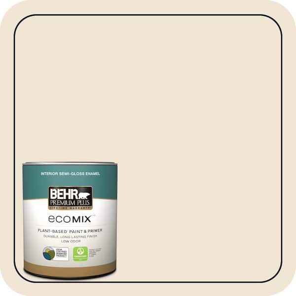 BEHR PREMIUM PLUS 1 qt. #N290-1 Original White Semi-Gloss Enamel EcoMix ...
