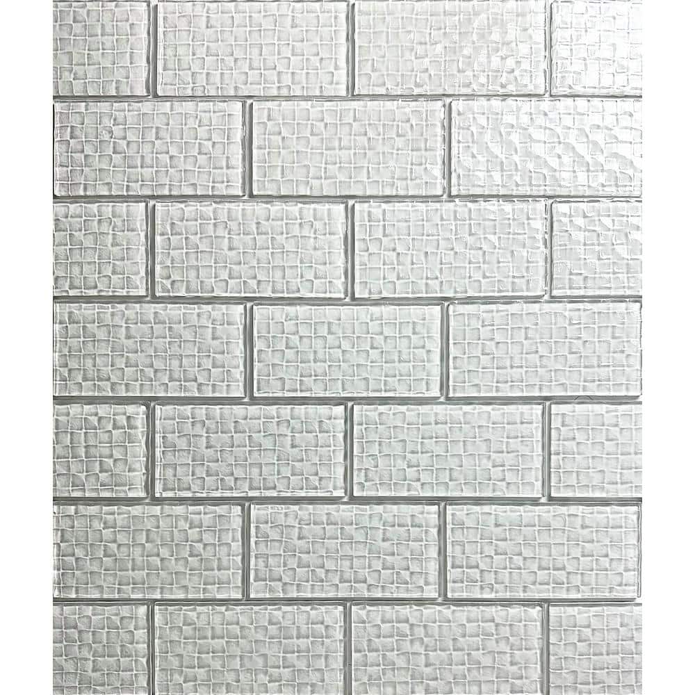ABOLOS Coastal Snow White 3 in. x 6 in. Glossy Textured Glass Subway ...