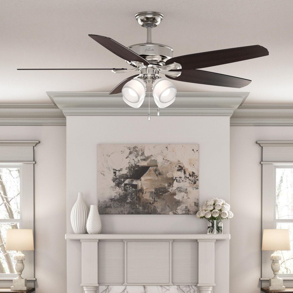 Hunter Channing 60 in. LED Indoor Brushed Nickel Ceiling Fan with Light ...
