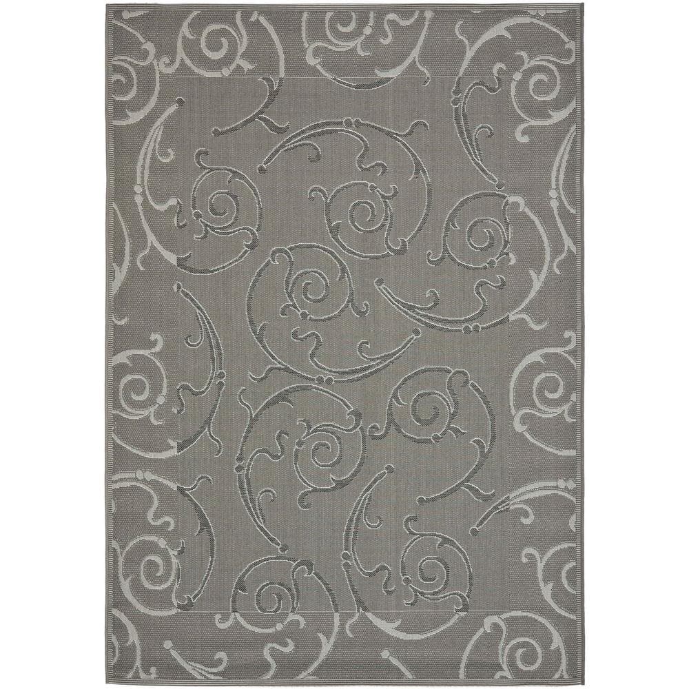 SAFAVIEH Courtyard Anthracite/Light Gray 5 ft. x 8 ft. Border Indoor ...