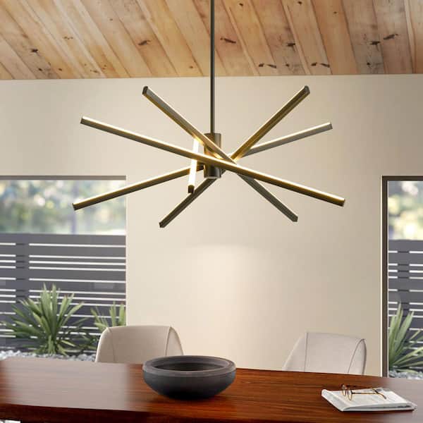 Rennnsan Leo Contemporary Black 5-Light Dimmable Integrated LED Linear ...