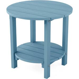 Mximu 17-5/8 in. H Blue Round Plastic Outdoor Patio Side Table FTA1315 ...
