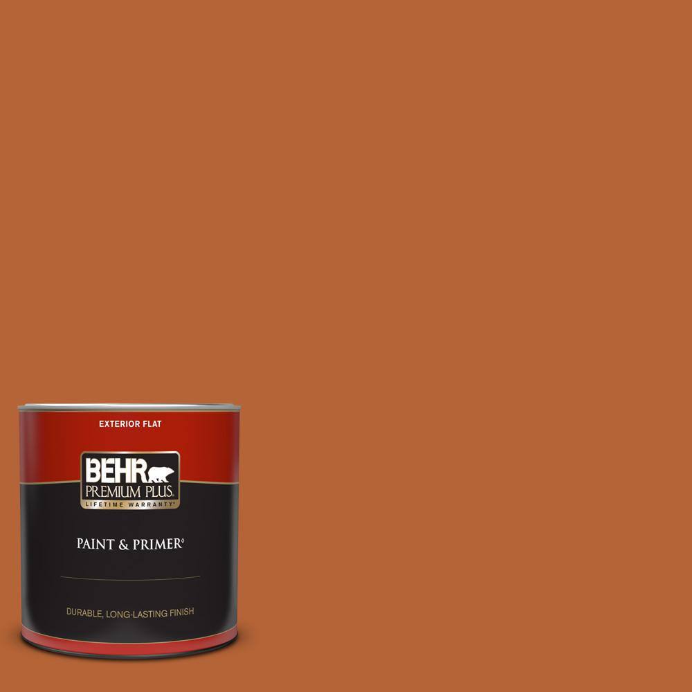 BEHR PREMIUM PLUS 1 qt. #250D-7 Caramelized Orange Flat Exterior Paint ...