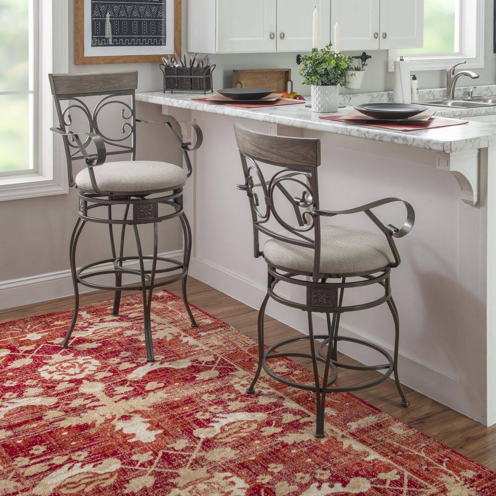 Linon Home Decor Labelle Pewter Big & Tall Arm Counter Stool HD221976 ...