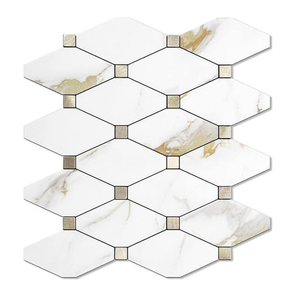 Golden Mosaic 12.7 in. x 12 in. Vinyl Peel and Stick Backsplash 10-Pack ...