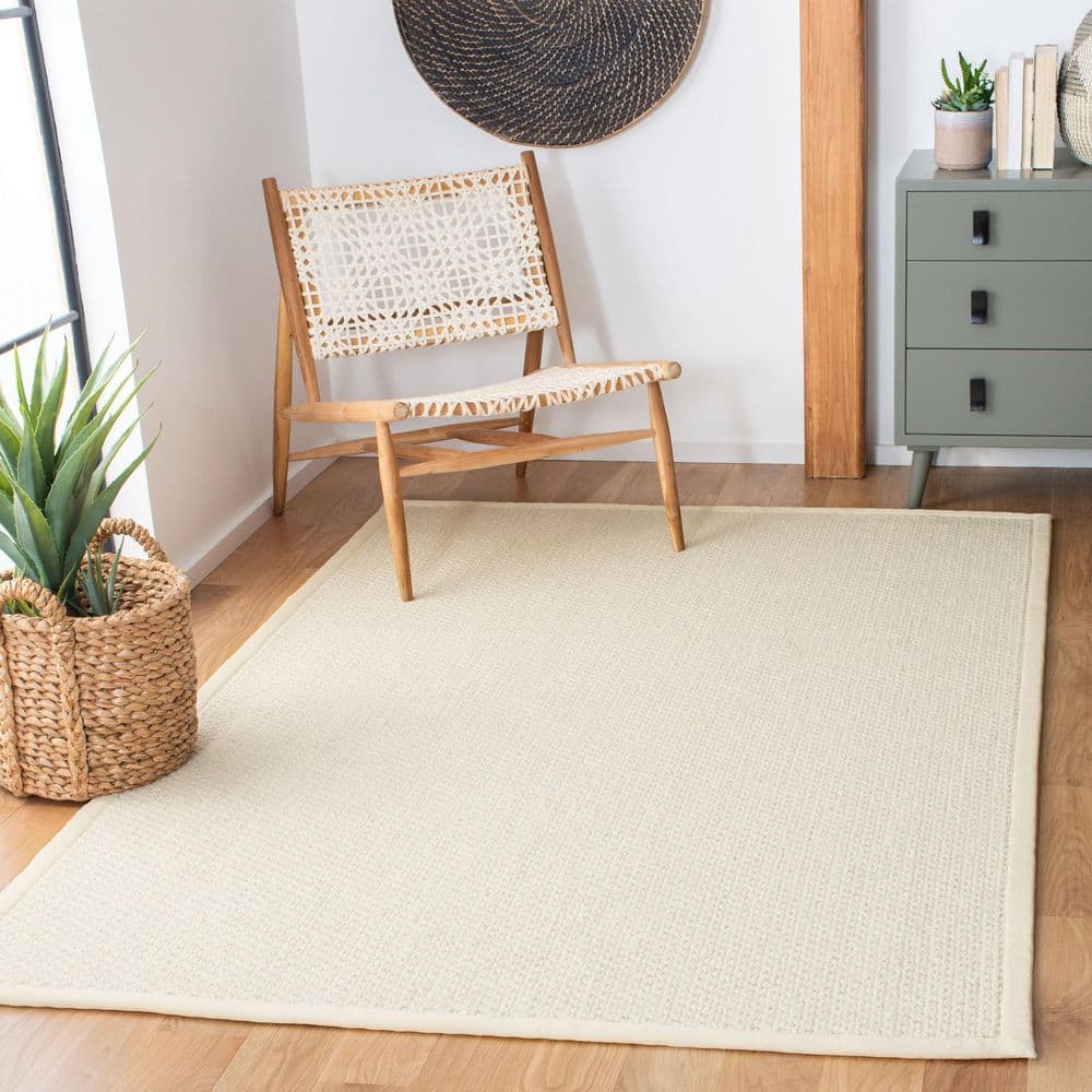 SAFAVIEH Palm Beach 3 ft. x 5 ft. Ivory Border Knit Area Rug PAB617A-3 ...