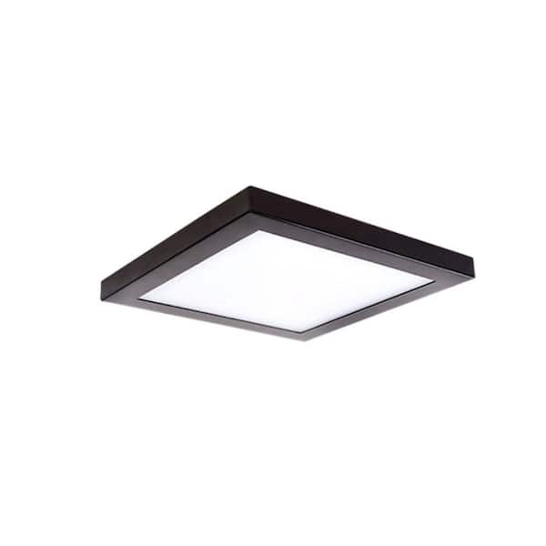 AMAX LIGHTING 10 in. 1-Light Bronze Platter Selectable LED Flush Mount ...