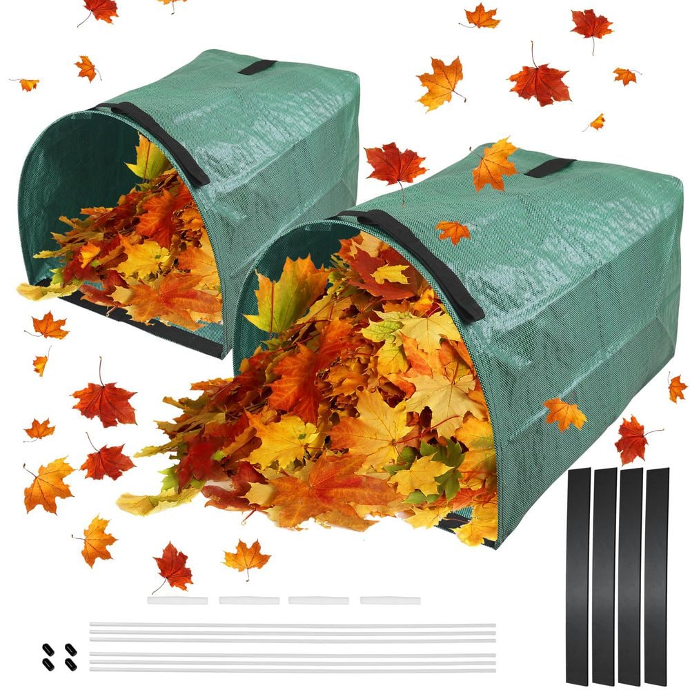 Primehome 2-Pack 53 Gal. Reusable Leaf Bags,Leaf Collecting Tool Garden ...
