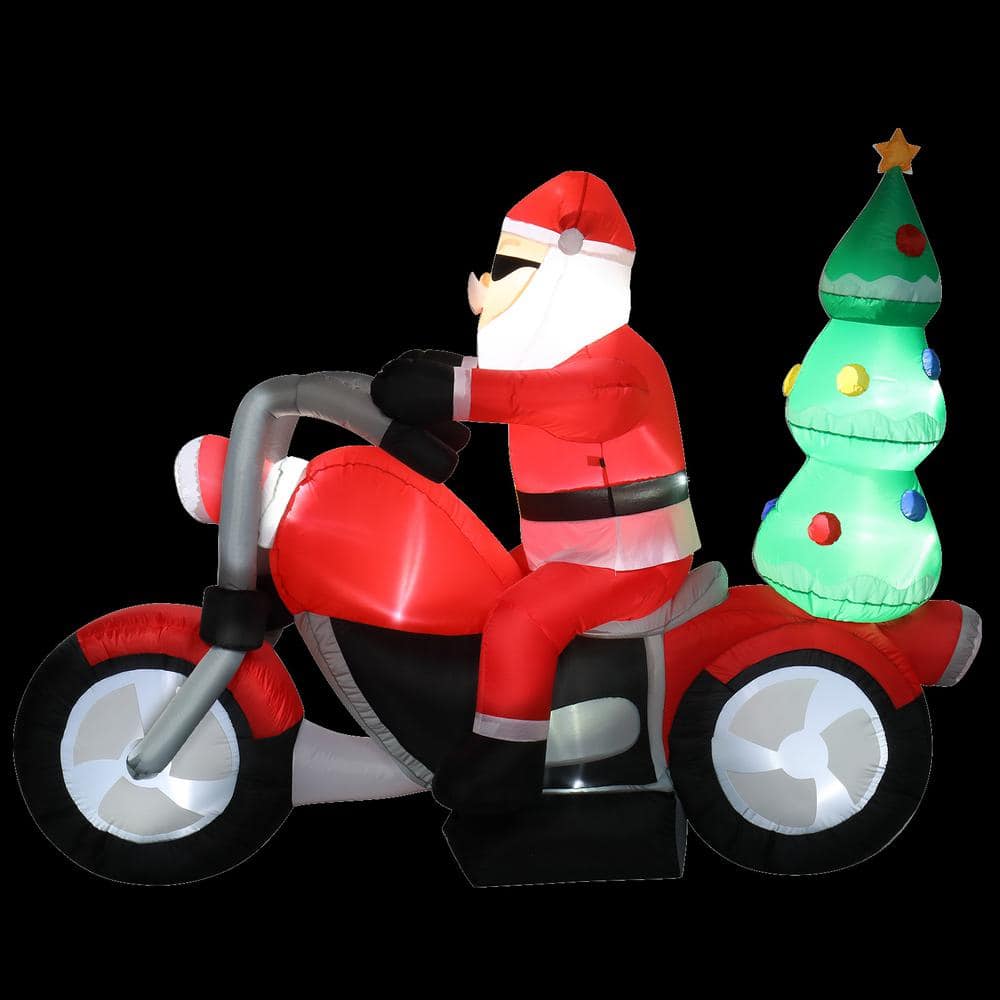 Karl home 5.9 ft. x 7.5 ft. Santa Claus Rides Motorcycle Inflatable ...