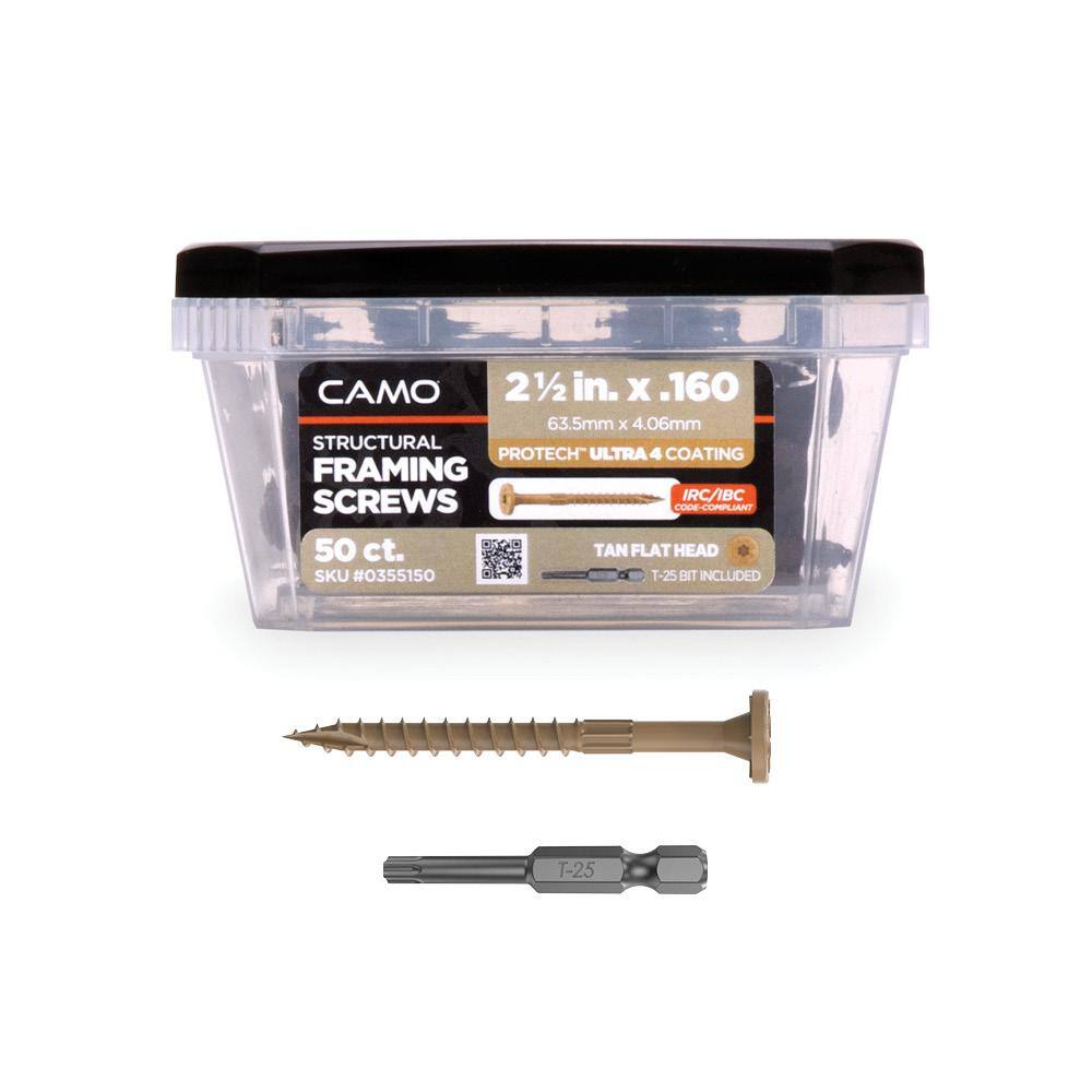 CAMO 0.16 in. x 2-1/2 in. Star Drive Flat Head Structural Framing Wood ...