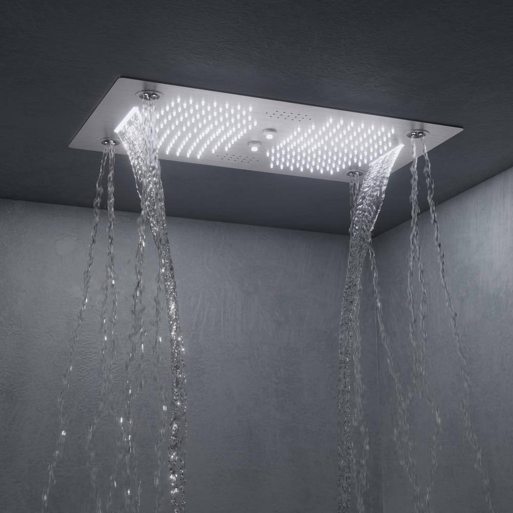 Reviews for GRANDJOY 28 in. Rectangle Aurora 6-Spray Ceiling Mount ...