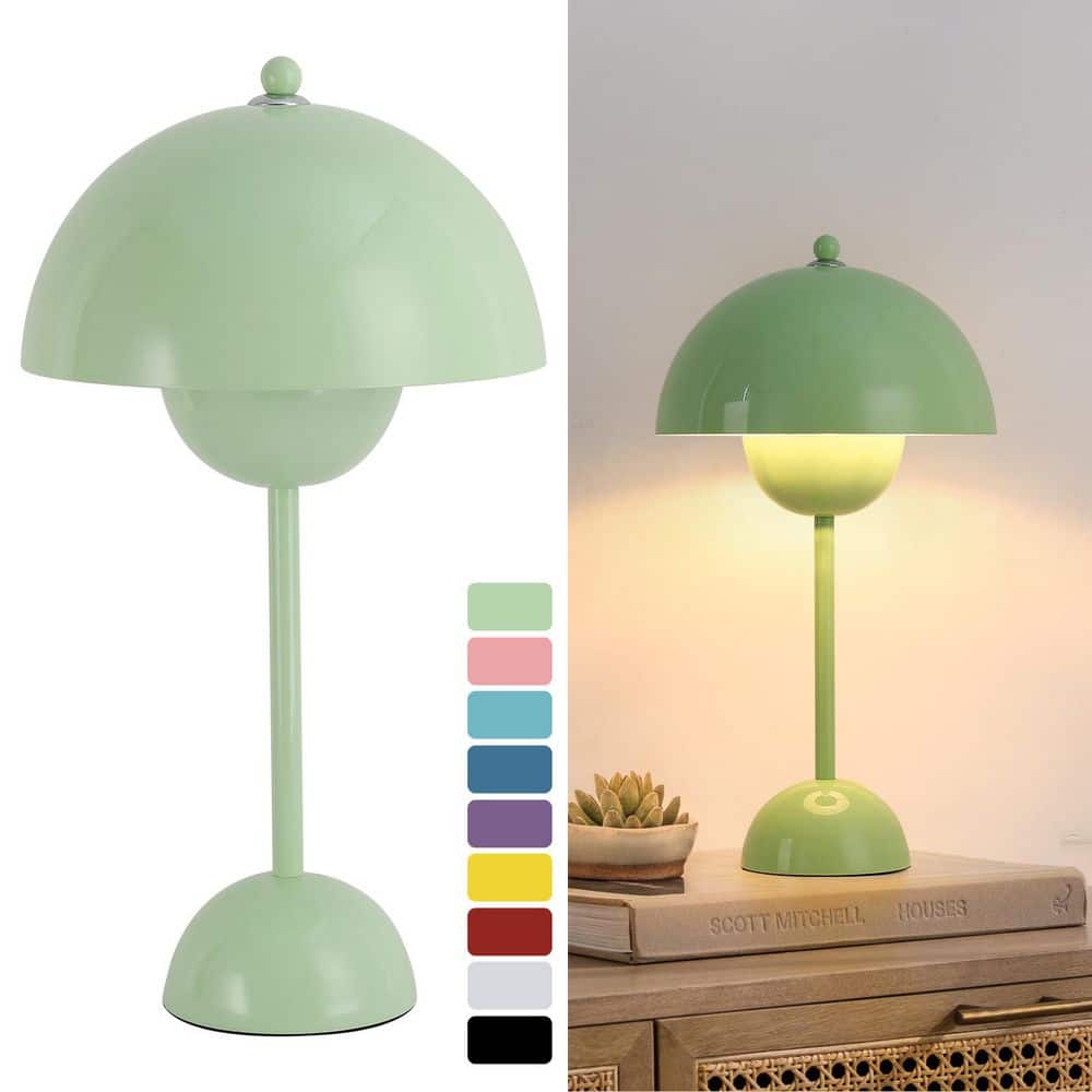 Zompoo Modern 13.4 in. 1-Light Green Flowerpot Table Lamp for Living ...