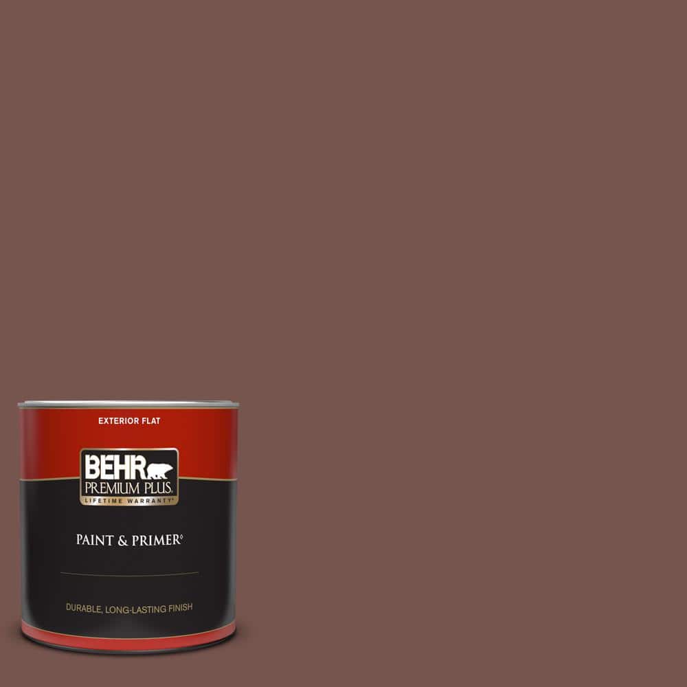 BEHR PREMIUM PLUS 1 qt. #PPU2-20 Oxblood Flat Exterior Paint & Primer ...