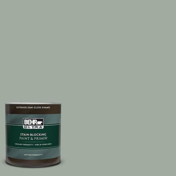 BEHR ULTRA 1 qt. #PPU11-15 Green Balsam Semi-Gloss Enamel Exterior ...